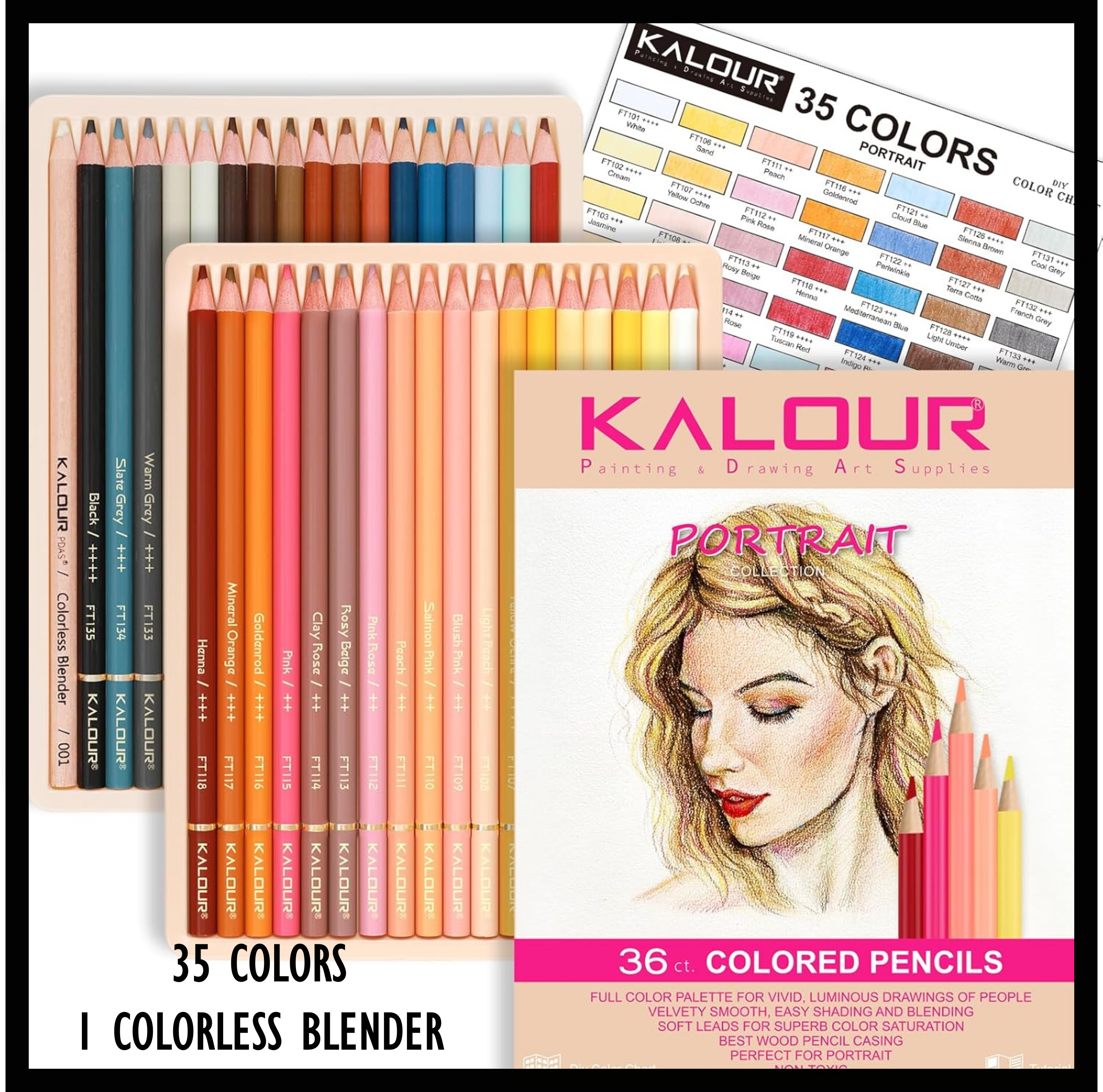 KALOUR SKIN TONES COLORED PENCIL SET OF 36 – The Painting Hermit
